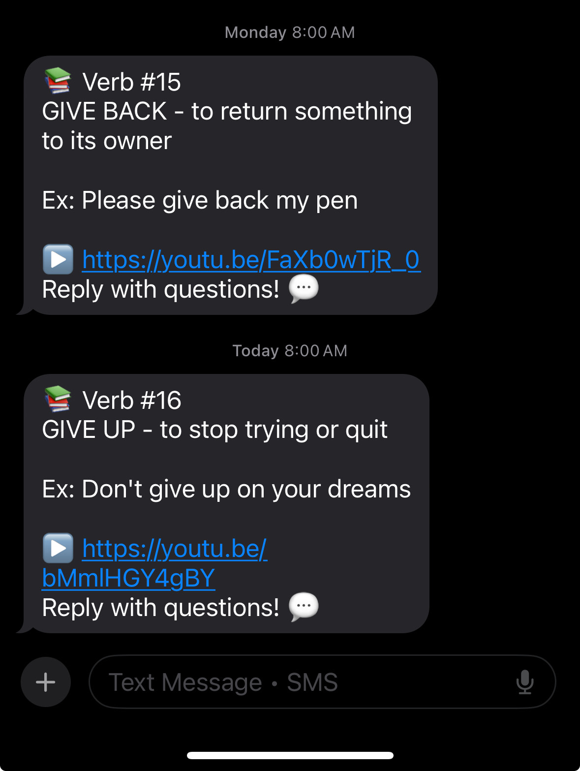 Daily Text Delivery Feature